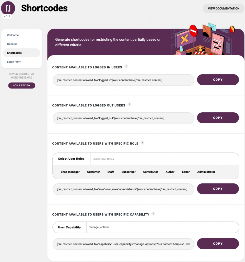 Shortcodes » Restricted Content for WordPress