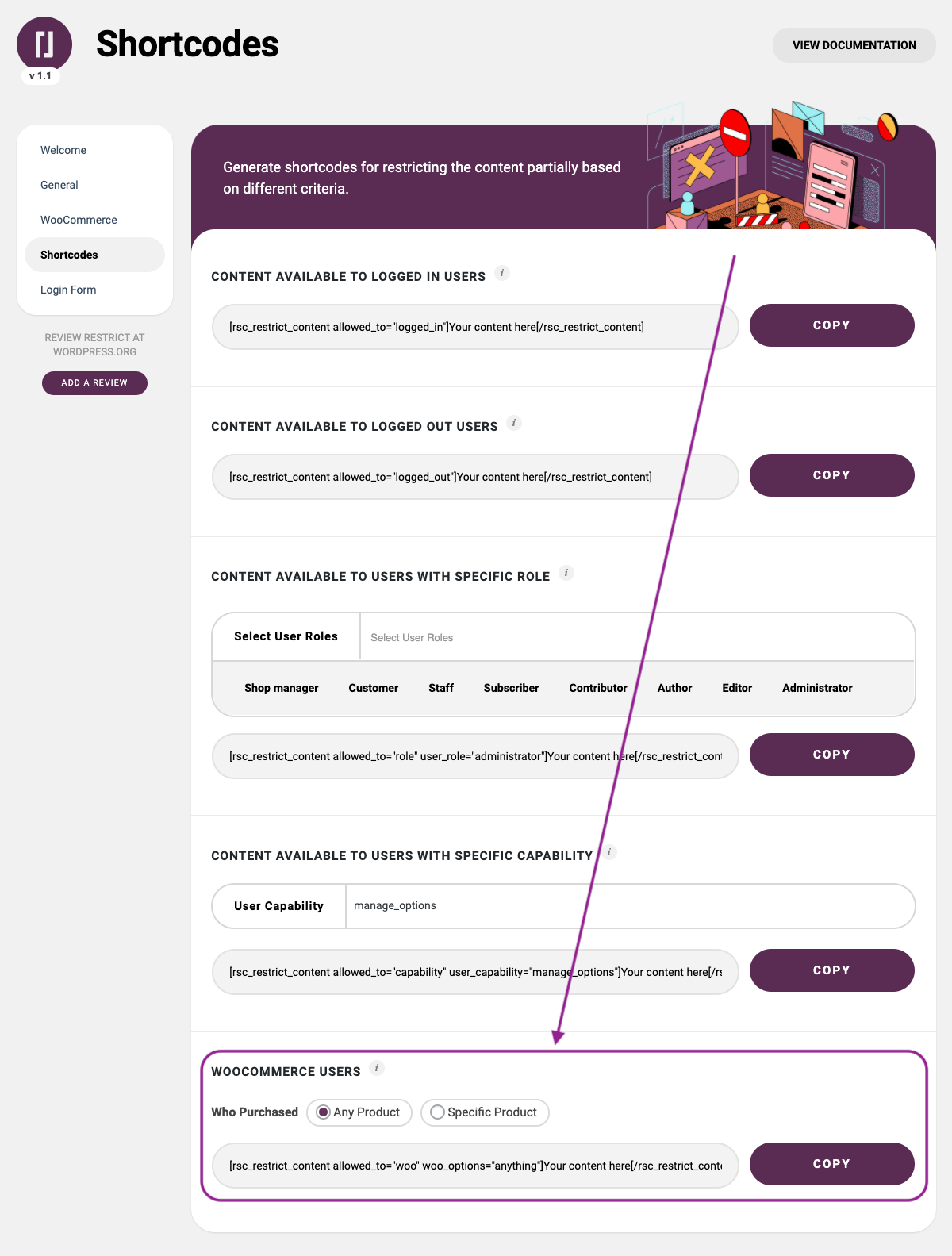 Woocommerce Integration Restricted Content For Wordpress